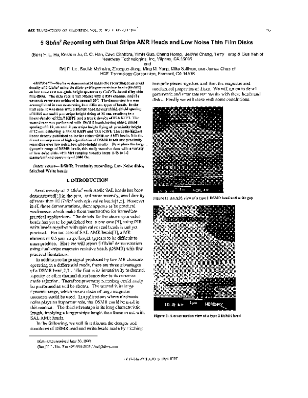 (PDF) 5 Gb/in/sup 2/ recording with dual stripe AMR heads and low noise ...