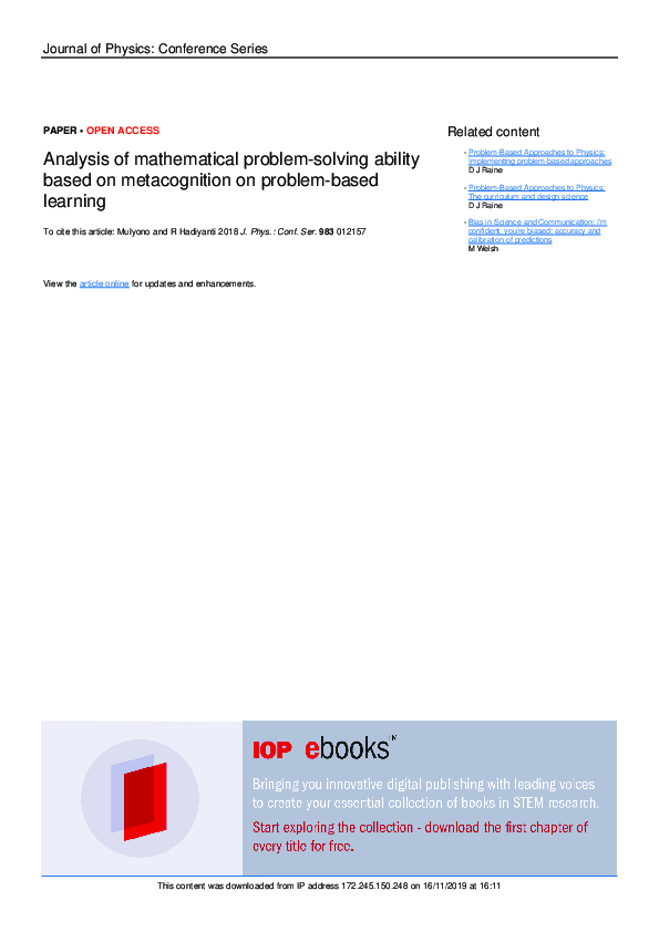 (PDF) Analysis of mathematical problem-solving ability based on ...