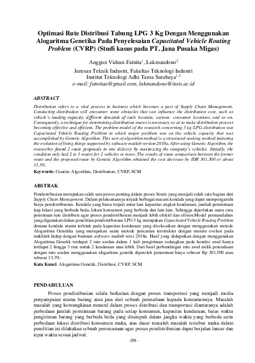 (PDF) Optimasi Rute Distribusi Tabung LPG 3 Kg Dengan Menggunakan ...