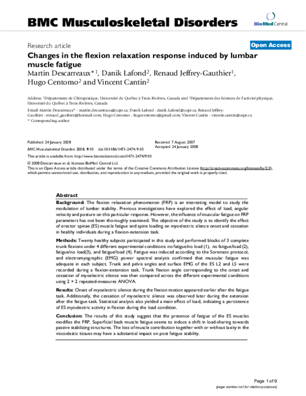 (PDF) BMC Musculoskeletal Disorders | Vincent Cantin - Academia.edu