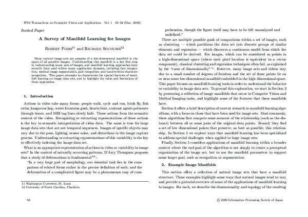 (PDF) A Survey of Manifold Learning for Images