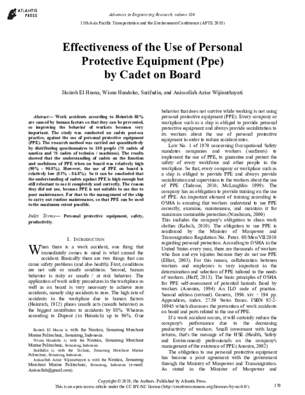 (PDF) Effectiveness of the Use of Personal Protective Equipment (Ppe ...