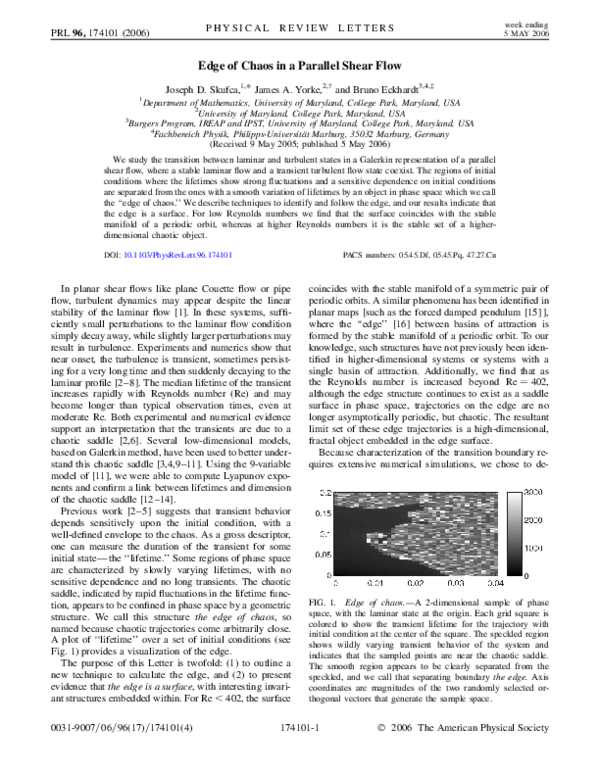 (PDF) Edge of Chaos in a Parallel Shear Flow