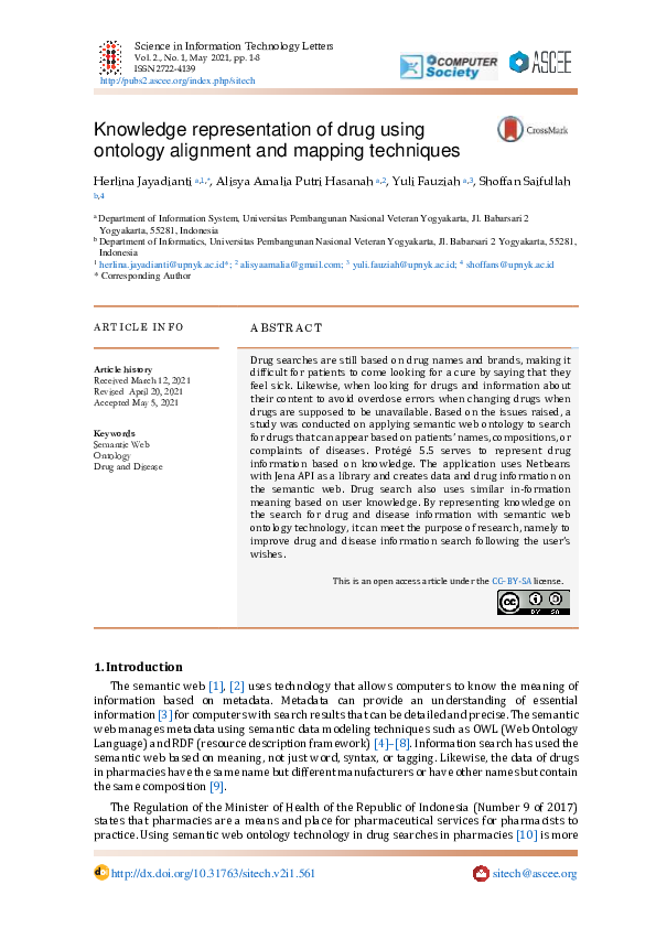 (PDF) Knowledge representation of drug using ontology alignment and mapping techniques