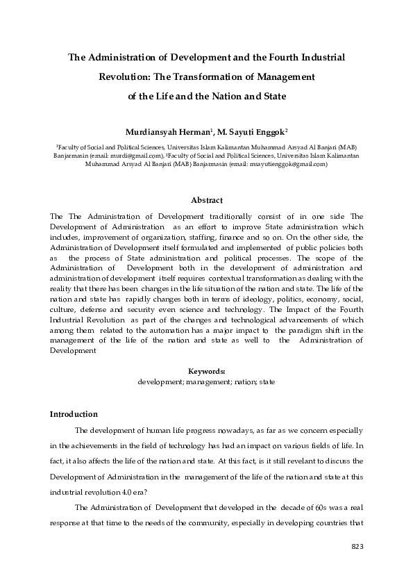 (PDF) The Administration of Development and the Fourth Industrial ...