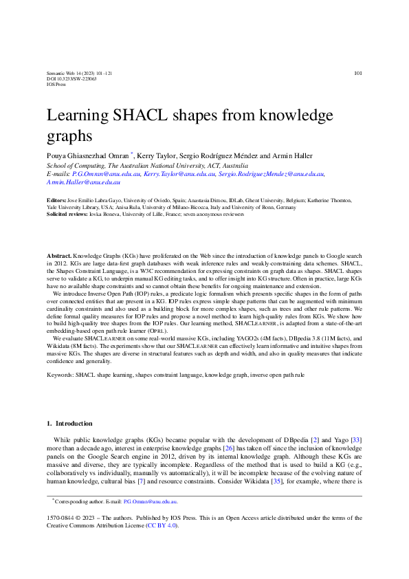 (PDF) Learning SHACL shapes from knowledge graphs