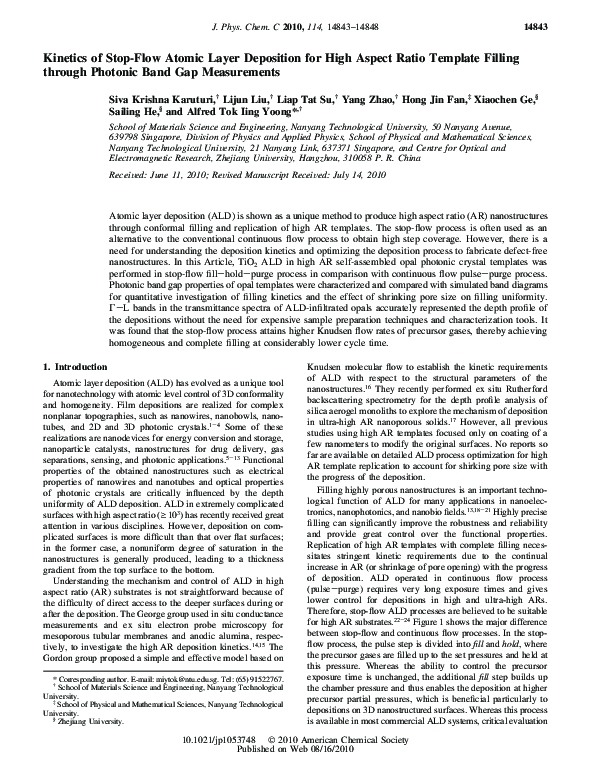 (PDF) Kinetics of Stop-Flow Atomic Layer Deposition for High Aspect ...