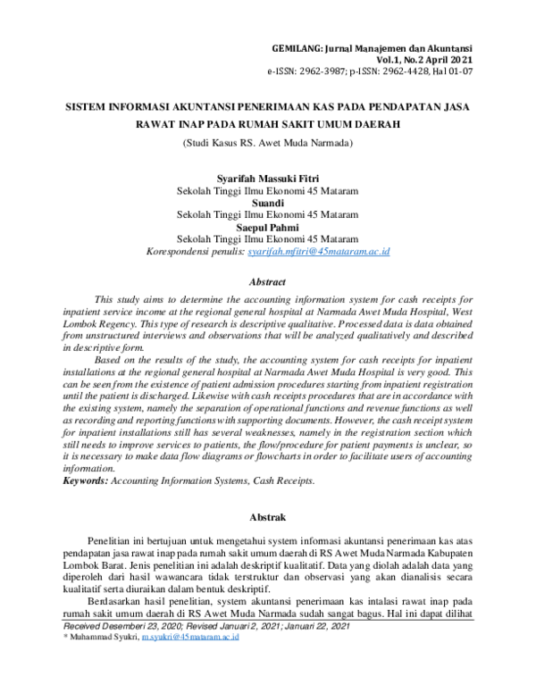 (PDF) Sistem Informasi Akuntansi Penerimaan Kas Pada Pendapatan Jasa ...