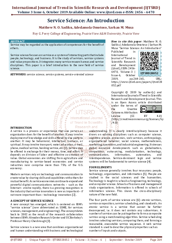 (PDF) Service Science An Introduction