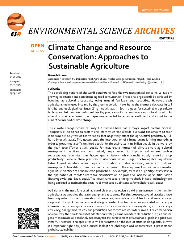 (PDF) Climate Change and Resource Conservation: Approaches to ...
