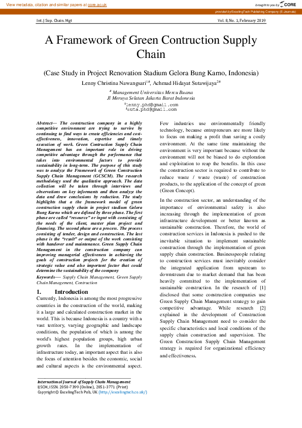 (PDF) A Framework of Green Contruction Supply Chain
