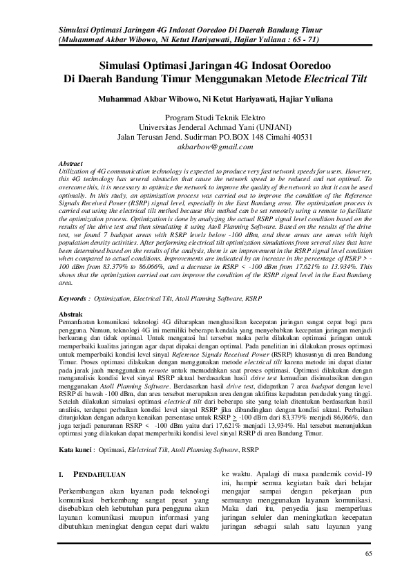 (PDF) Simulasi Optimasi Jaringan 4G Indosat Ooredoo Di Daerah Bandung Timur Menggunakan Metode ...