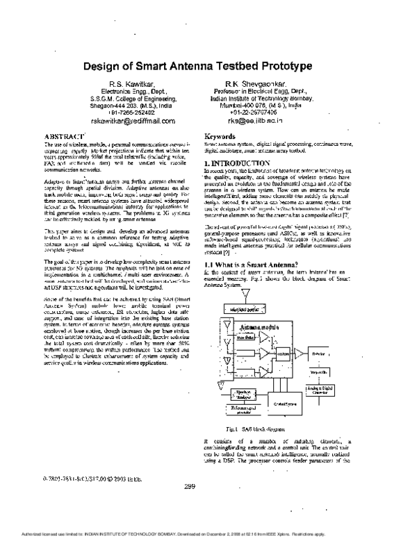 (PDF) Design of smart antenna testbed prototype