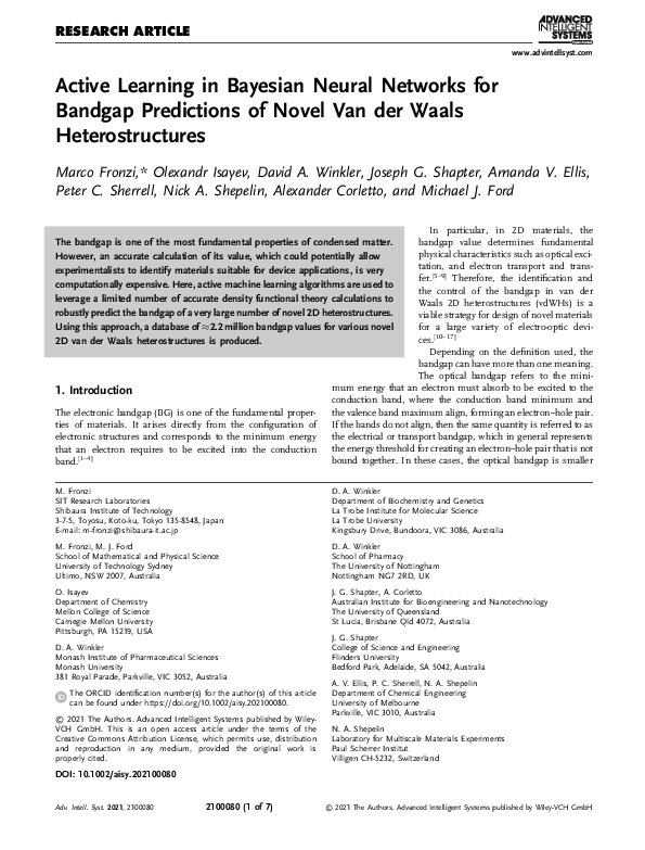 (PDF) Active Learning in Bayesian Neural Networks for Bandgap ...