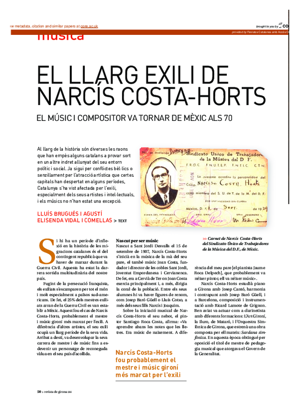 (PDF) Música - El llarg exili de Narcís Costa-Horts