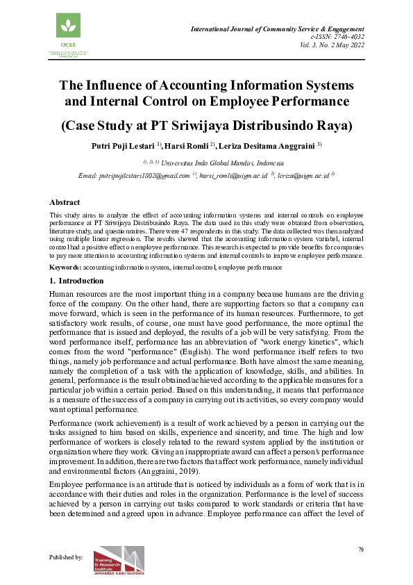 (PDF) The Influence of Accounting Information Systems and Internal ...