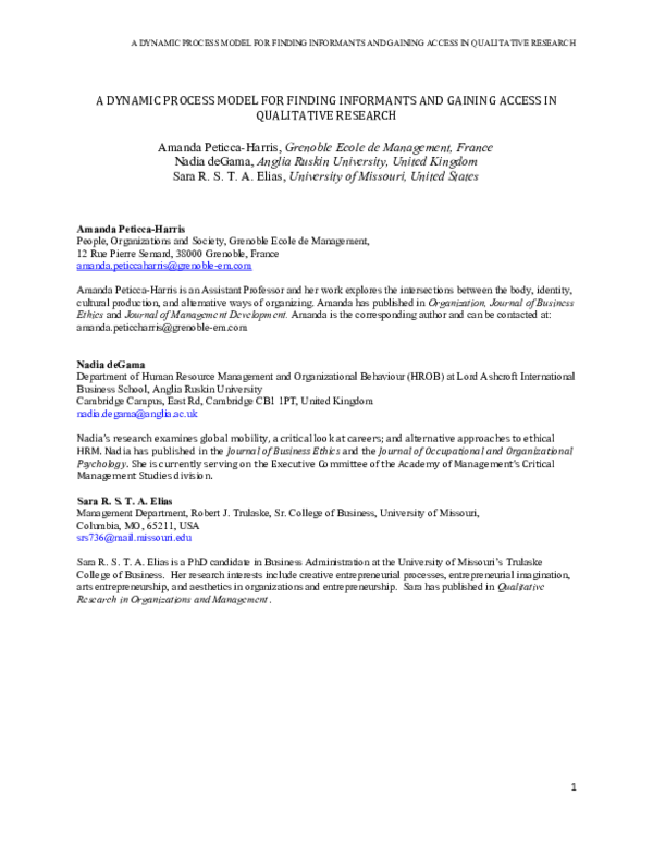 Doc A Dynamic Process Model For Finding Informants And Gaining Access