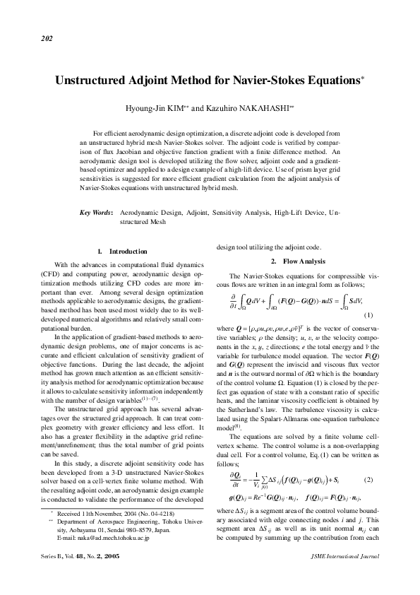 (PDF) Unstructured Adjoint Method for Navier-Stokes Equations