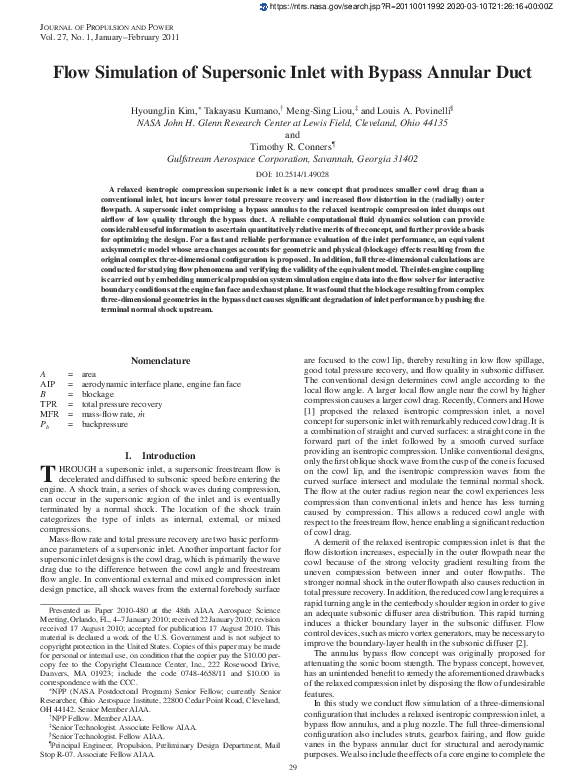 (PDF) Flow Simulation of Supersonic Inlet with Bypass Annular Duct