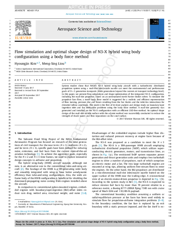 (PDF) Flow simulation and optimal shape design of N3-X hybrid wing body configuration using a ...