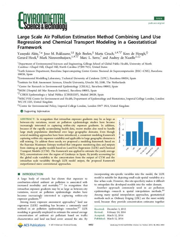 (PDF) Large Scale Air Pollution Estimation Method Combining Land Use Regression and Chemical ...