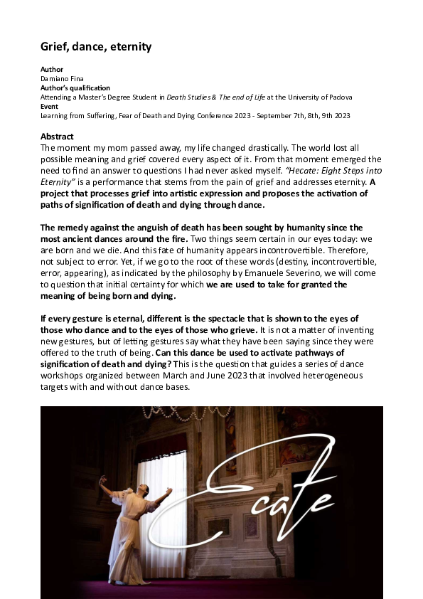 (PDF) Grief, dance, eternity