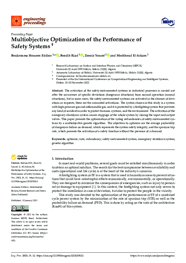 Pdf Multiobjective Optimization Of The Performance Of Safety Systems