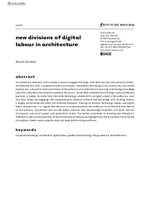 (PDF) New Divisions of Digital Labour in Architecture