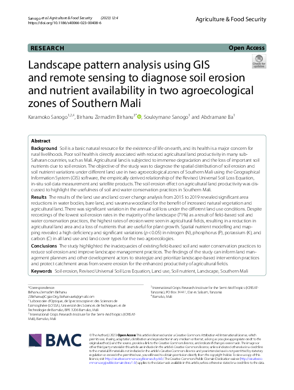 (PDF) Landscape pattern analysis using GIS and remote sensing to diagnose soil erosion and ...