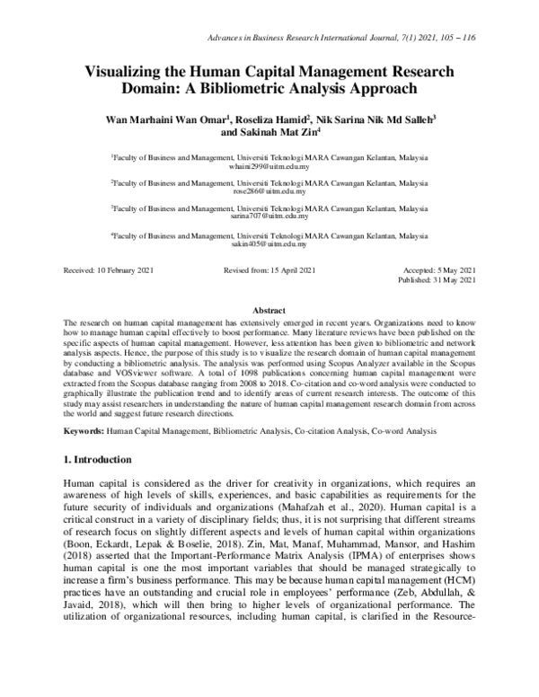 (PDF) Visualizing the human capital management research domain: a ...