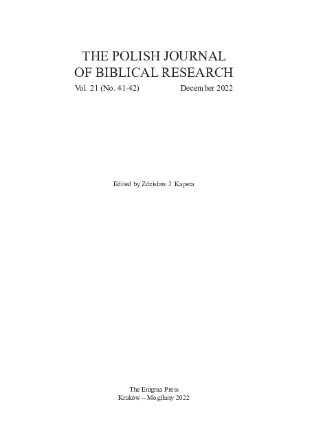(PDF) THE POLISH JOURNAL OF BIBLICAL RESEARCH