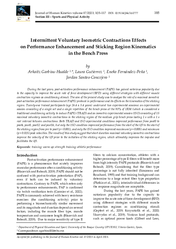 (PDF) Intermittent Voluntary Isometric Contractions Effects on ...