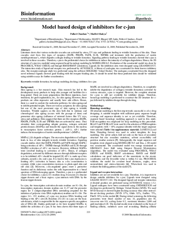 (PDF) Model based design of inhibitors for c-jun