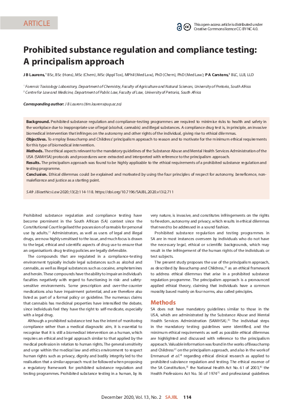 (PDF) Prohibited substance regulation and compliance testing: A ...