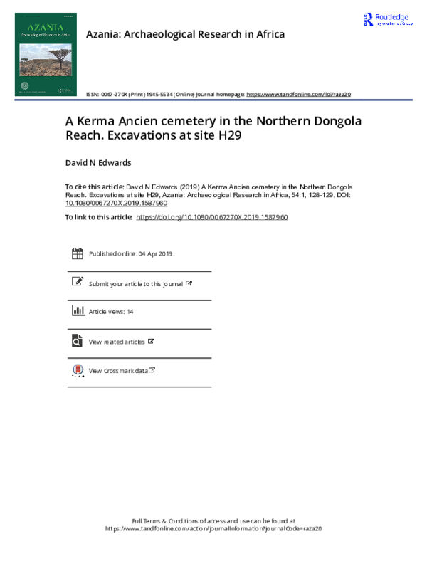 (PDF) A Kerma Ancien cemetery in the Northern Dongola Reach ...
