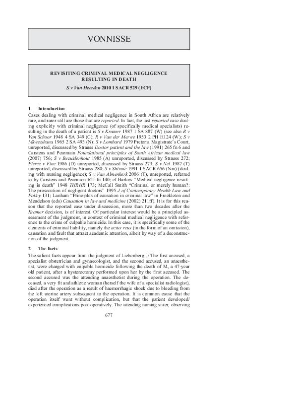 (PDF) Revisiting Criminal Medical Negligence Resulting in Death. S v ...