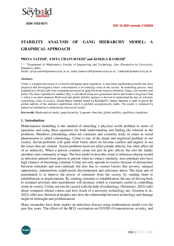 (PDF) Stability Analysis of Gang Hierarchy Model: A Graphical Approach