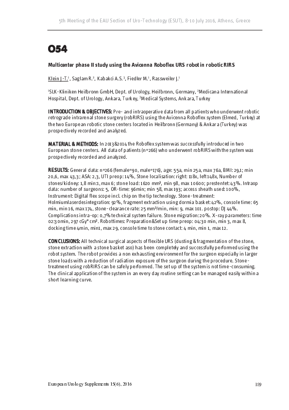 (PDF) Multicenter phase II study using the Avicenna Roboflex URS robot ...