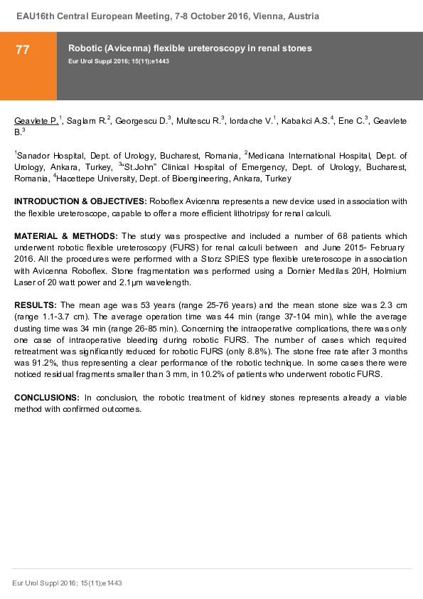 (PDF) Robotic (Avicenna) flexible ureteroscopy in renal stones
