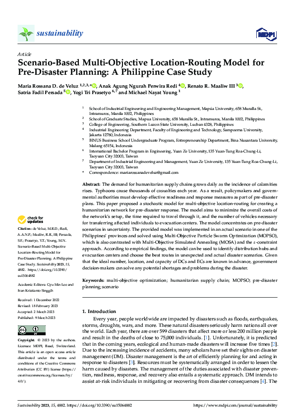 (PDF) Scenario-Based Multi-Objective Location-Routing Model for Pre-Disaster Planning: A ...