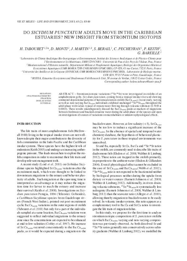 (PDF) Do sicydium punctatum adults move in the Caribbean estuaires? New ...