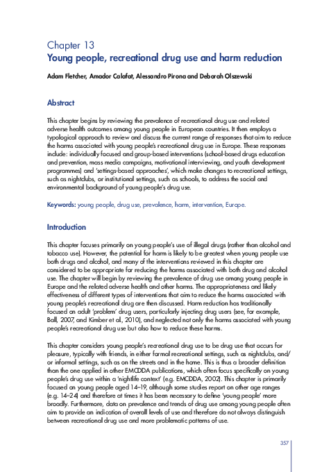 (PDF) Young people, recreational drug use and harm reduction