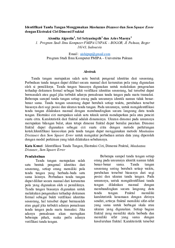 (PDF) Identifikasi Tanda Tangan Menggunakan Manhattan Distance dan Sum ...