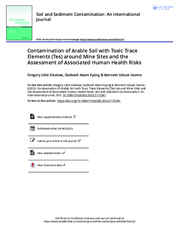 (PDF) Contamination of Arable Soil with Toxic Trace Elements (Tes ...