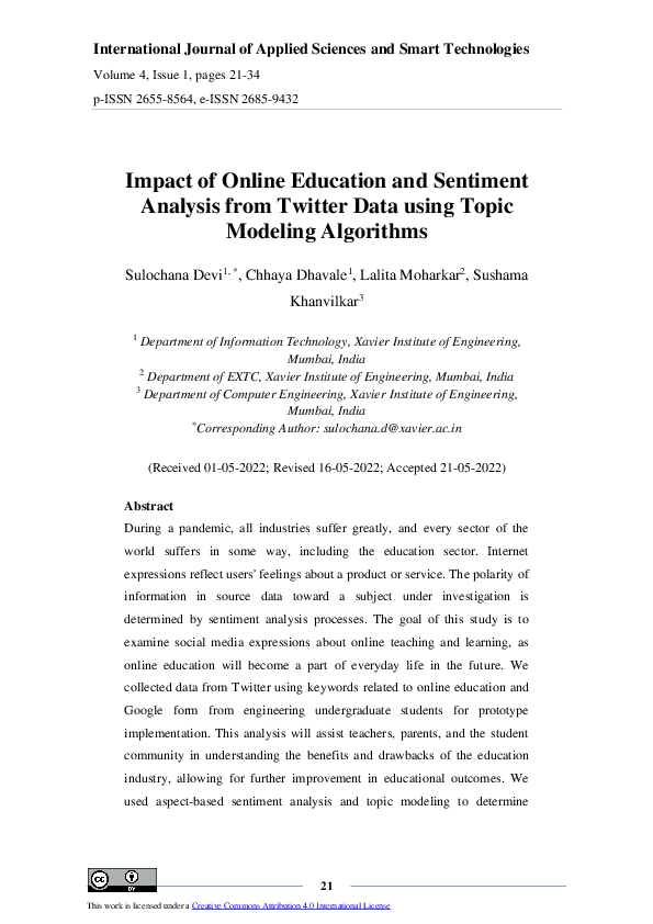 Pdf Impact Of Online Education And Sentiment Analysis From Twitter 7456