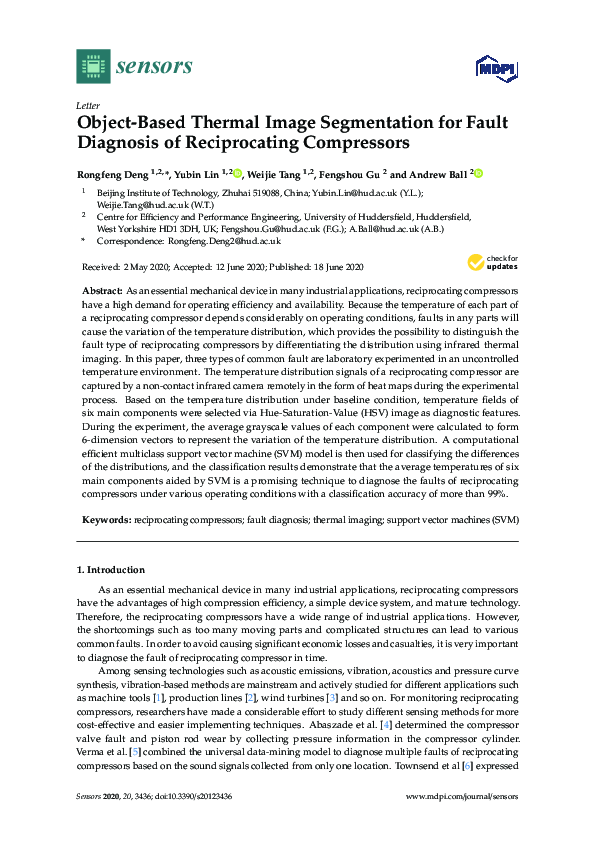Pdf Object Based Thermal Image Segmentation For Fault Diagnosis Of Reciprocating Compressors