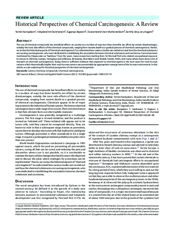 (PDF) Historical Perspectives of Chemical Carcinogenesis: A Review