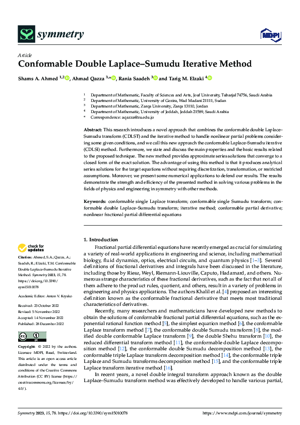 Pdf Conformable Double Laplace Sumudu Iterative Method