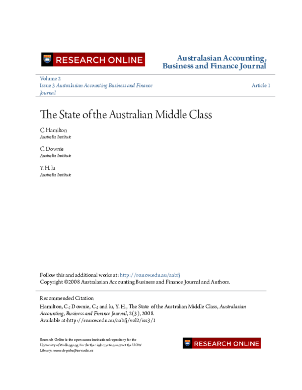 (PDF) The State of the Australian Middle Class