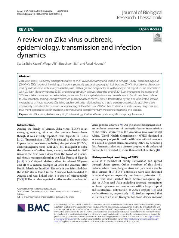 (PDF) A review on Zika virus outbreak, epidemiology, transmission and ...